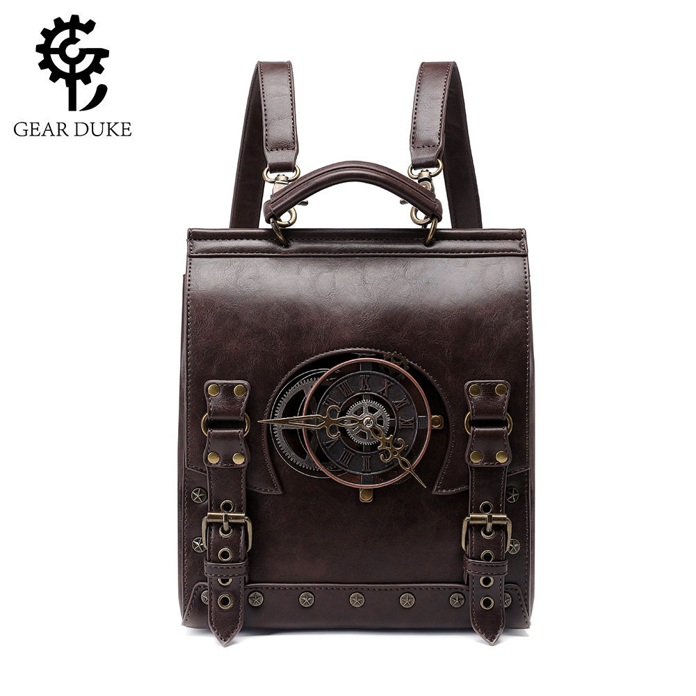 Nordic Medieval Viking Retro Backpack High-End Metal Clock Rivets ...