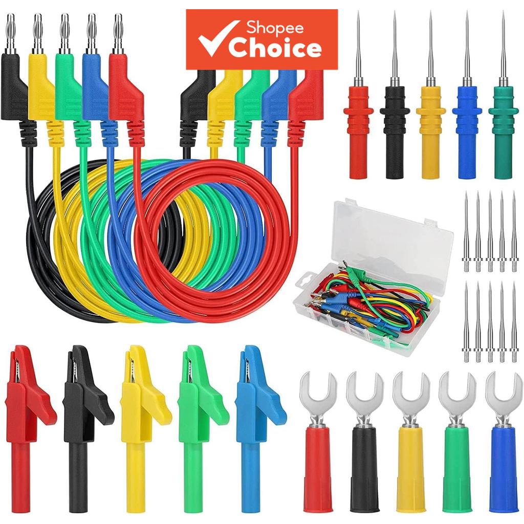 Multimeter Test Leads Kit With Banana Plug Alligator Clip Back Piercing ...