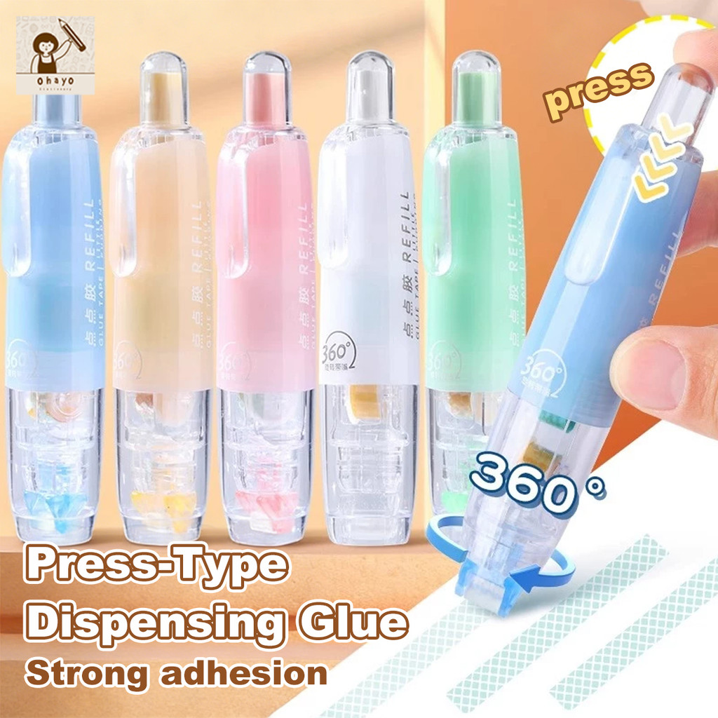 Student Exam Pen Style Roller Glue Tape Replaceable Core Dotted Double ...