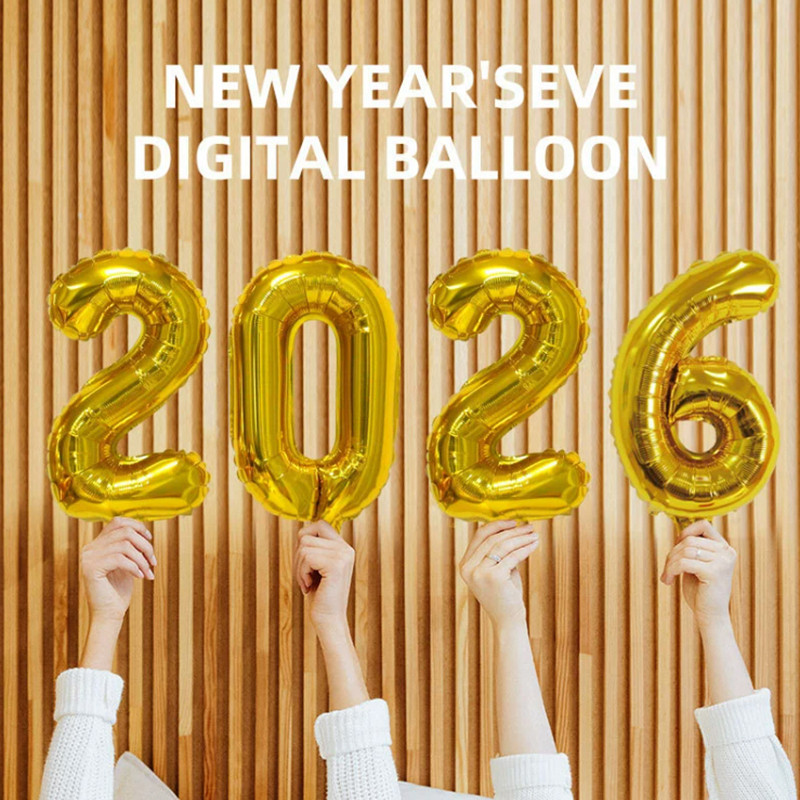 [well] 16/32in Happy New Year 2026 Balloons Number 2026 Foil Balloons ...