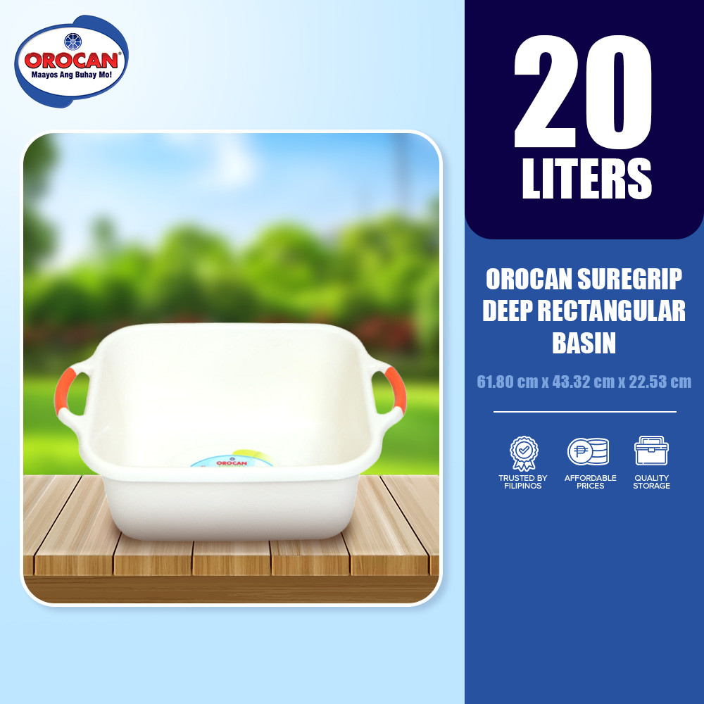 Orocan Suregrip Deep Rectangular Basin 20L | Palanggana w/ hawakan ...