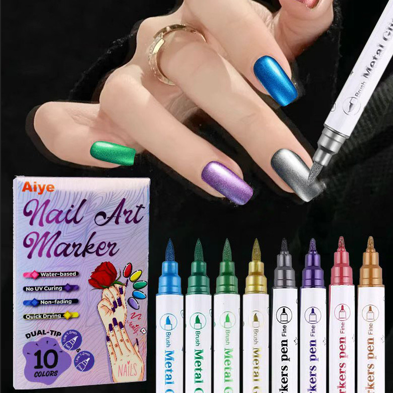 Colorful Nail Art Pen Set - Hand-Painted Drawing Dotted Flower Hook ...