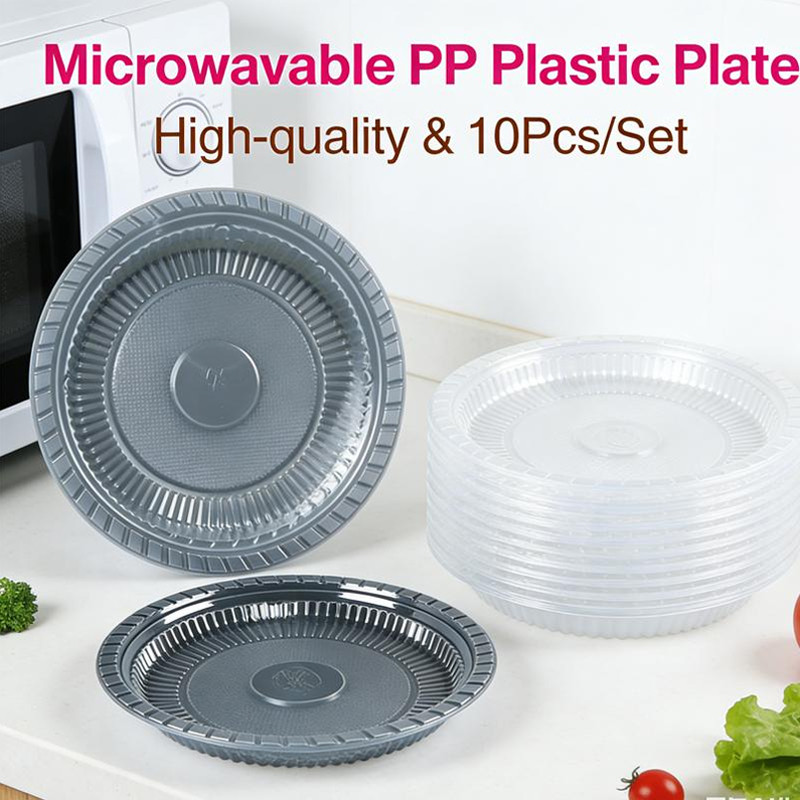 50Pcs Microwavable Disposable Tableware Plate PP Plastic 9" Round ...
