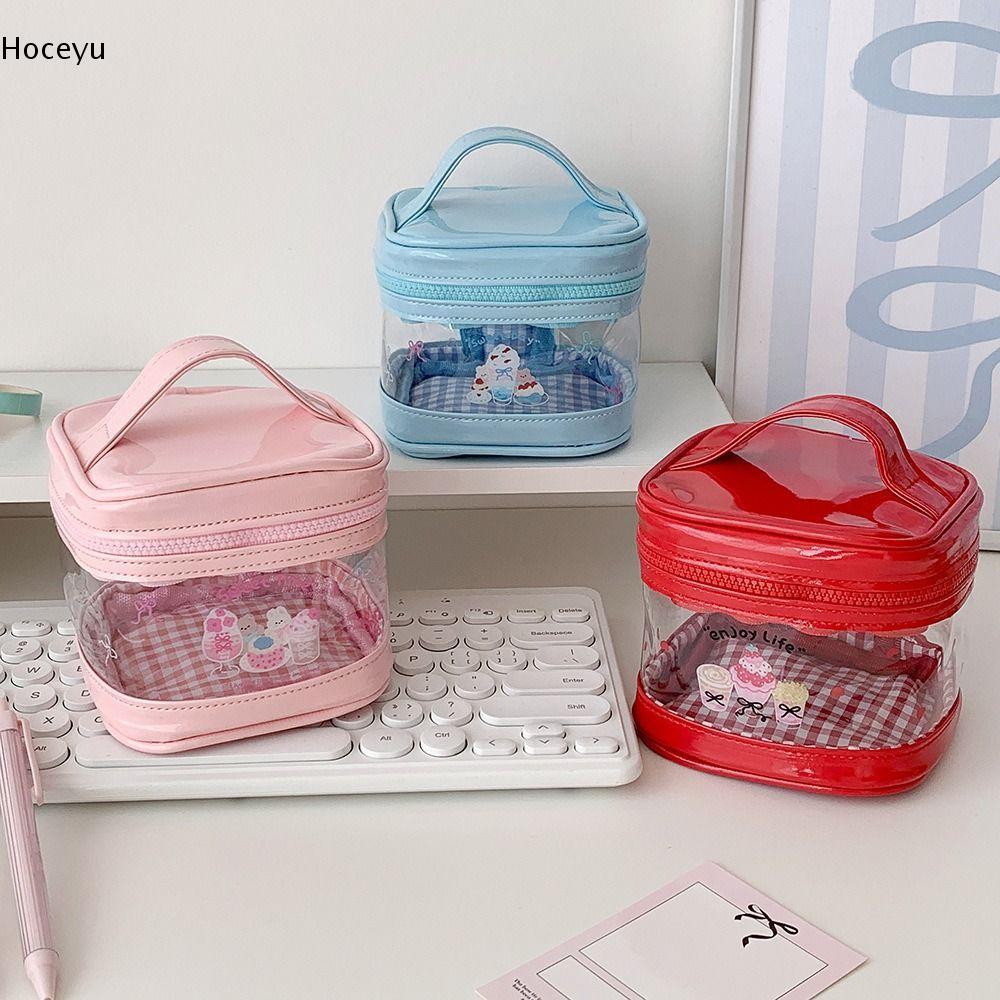 HOCEYU Transparent Makeup Bag, Cartoon Girls Student Cosmetic Organizer ...