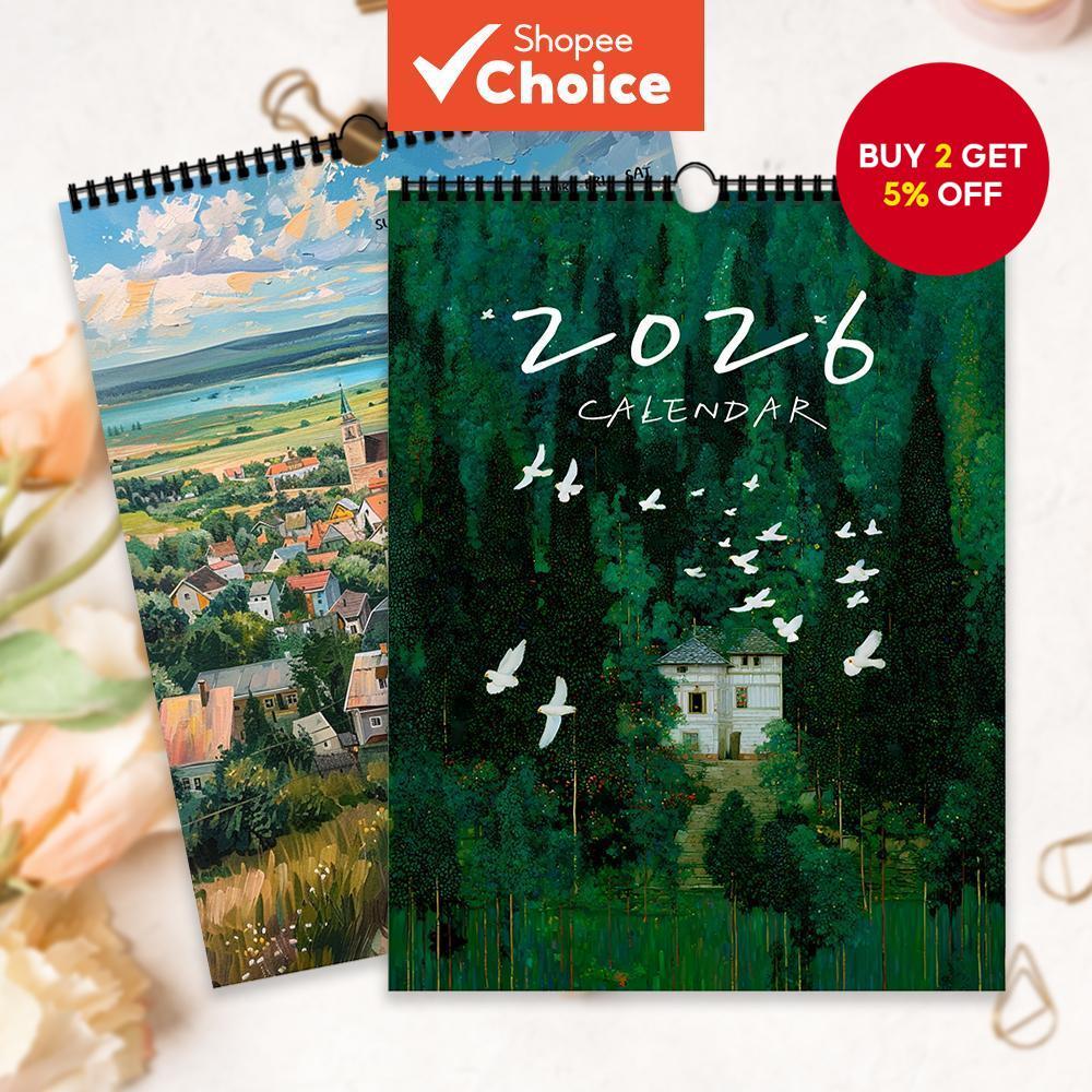 Wall Calendar 1pc 2026 Artistic Landscape,planner study, 12 Beautiful ...