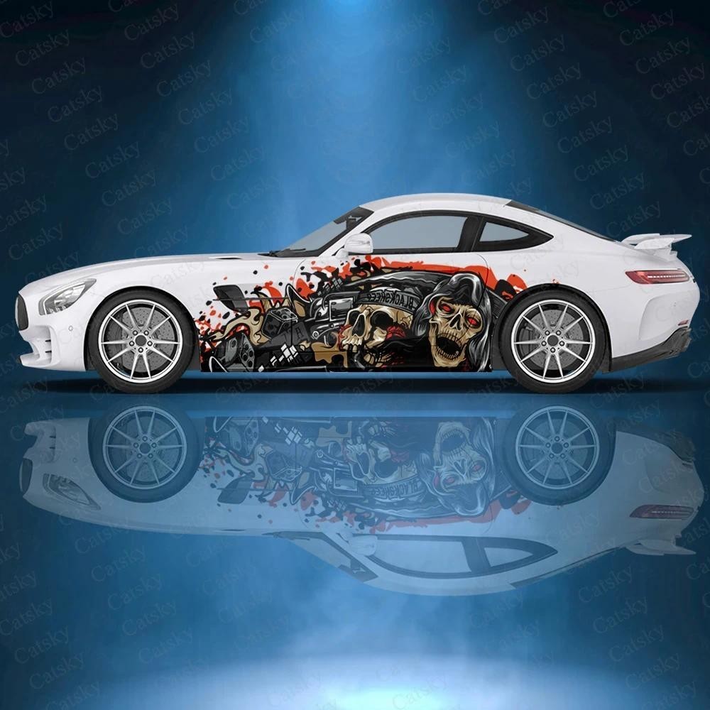 skull abstract design Car stickers ita car tuning racing vinyl decal ...