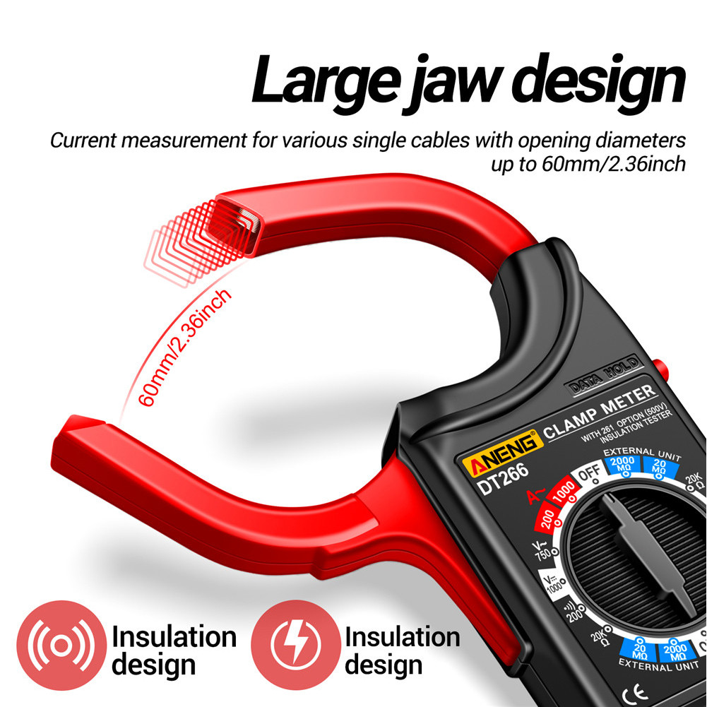 itechcool Digital AC DC Voltage Current Tester 1999 Counts Clamp ...