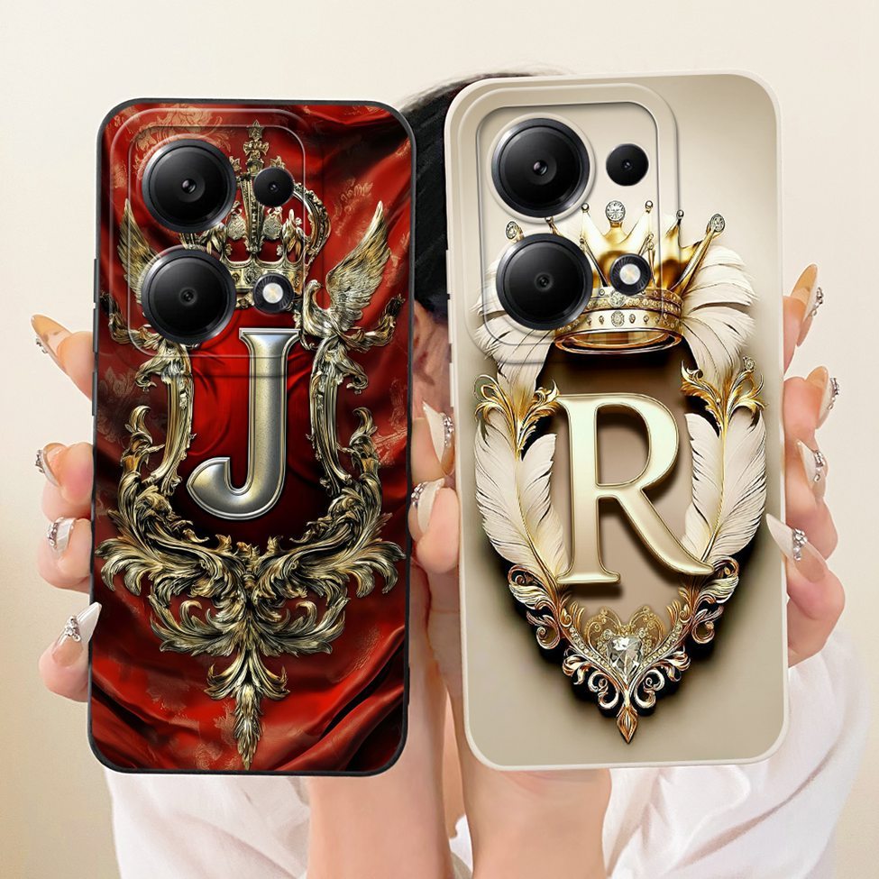 For Poco M6 Pro 4G Case Cover Luxury A-Z Letters 2D Painted Silicone ...