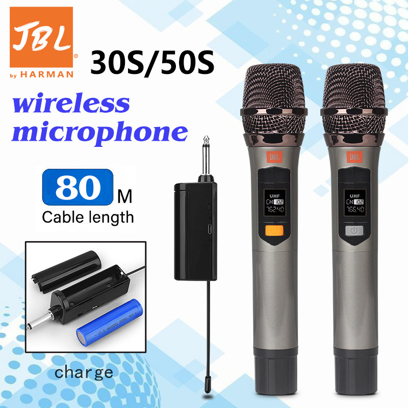 JBl_ 50S Professional UHF Dual Wireless Microphone w/ Built-In ...