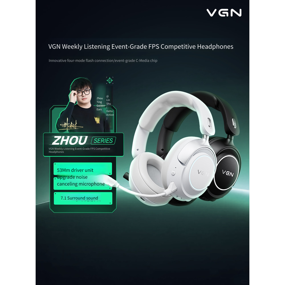 VGN Zhou Ting ProMax Four mode wireless head mounted gaming noise ...