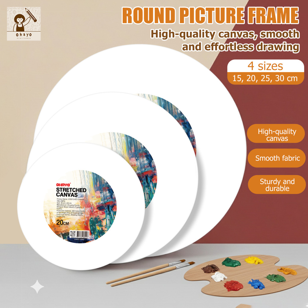 【OHAYO Design】Circle Canvas Round Blank for Artist Pure Cotton 15/20/25 ...