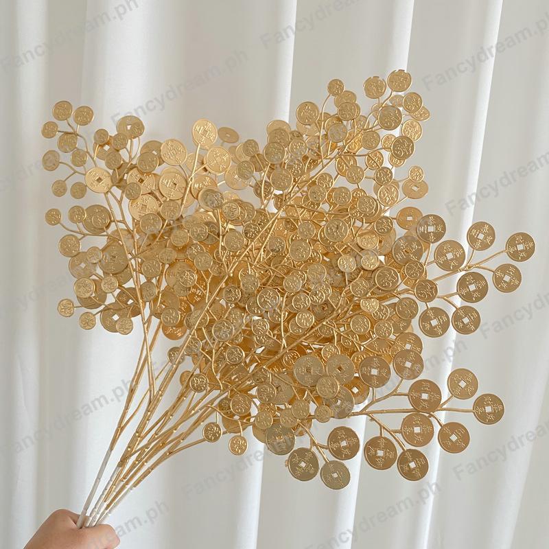 Gold Ginkgo Leaf Eucalyptus Wedding Flowers - Fake Floral Arrangement ...