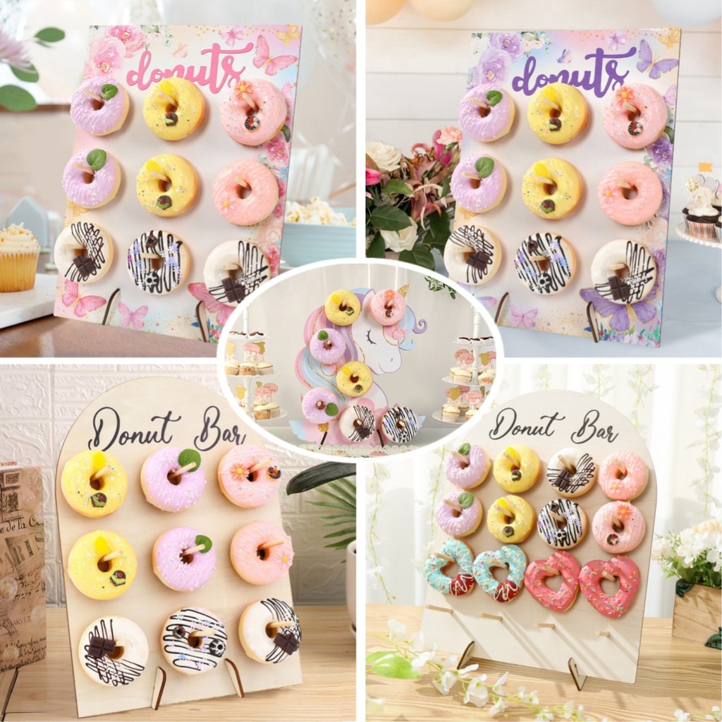 Wooden Donut Stand Butterfly Donut Display Stand Wedding Birthday Party ...