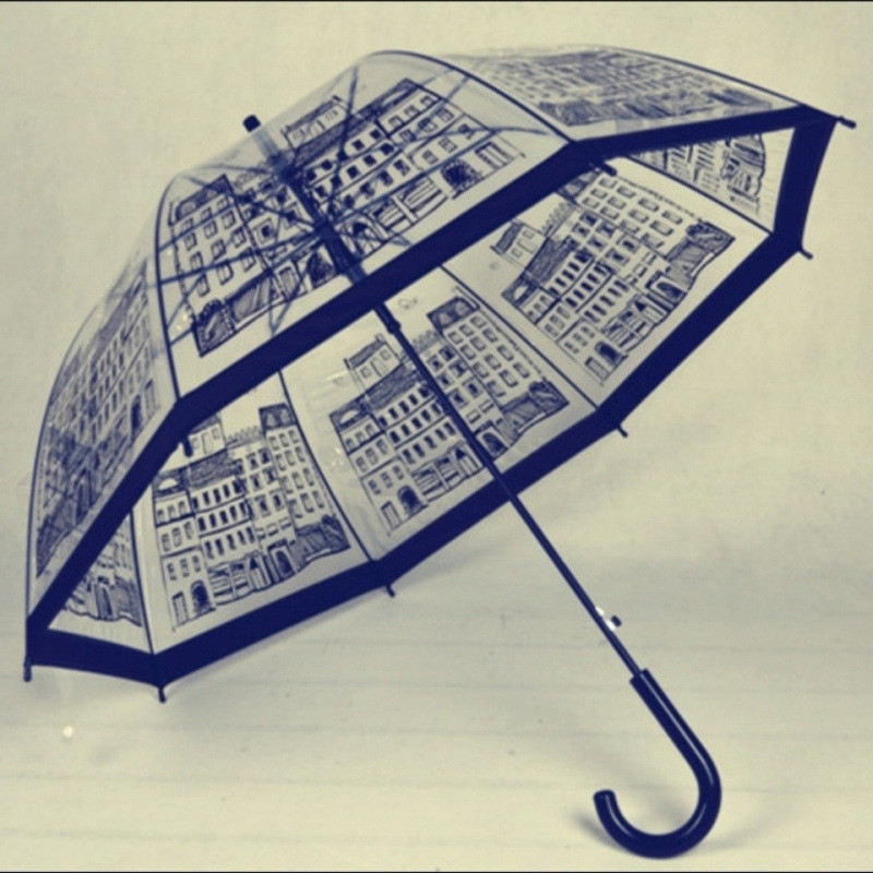 British Arched Umbrella Thickened Transparent Umbrella Automatic Long ...