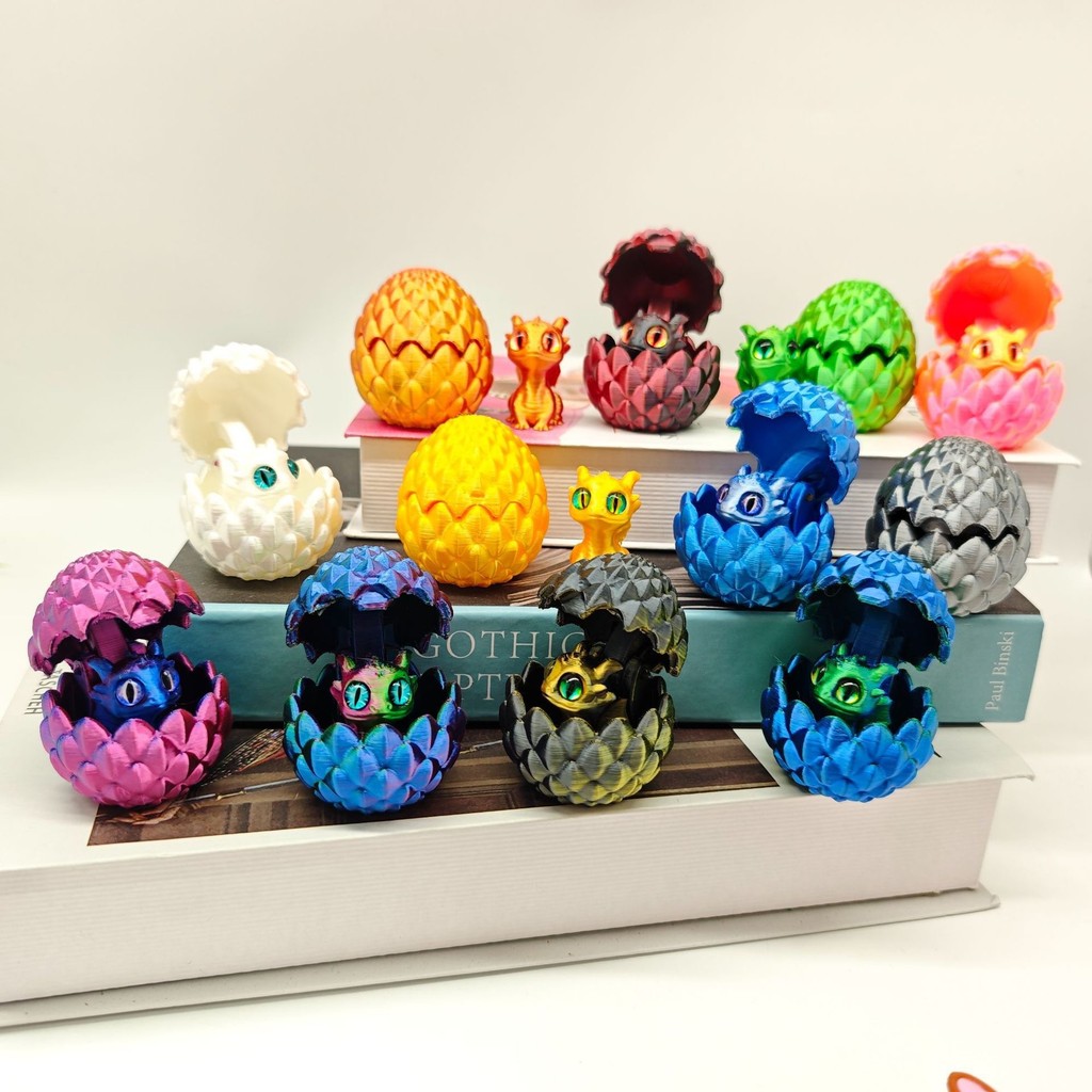 3D Printed Dragon Egg Toy - Openable Chinese Dragon Simulation Ornament ...