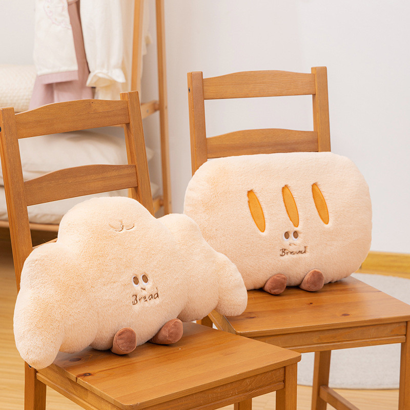 Cartoon Cute Baguette Croissant Pillow Plush Cushion Lumbar Support Nap ...