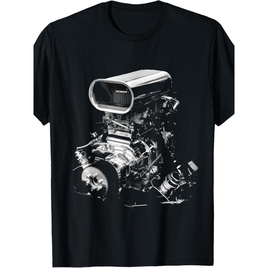 Mens Vintage Racing Engine Graphic T-Shirt - Cotton, Classic Blower Big ...