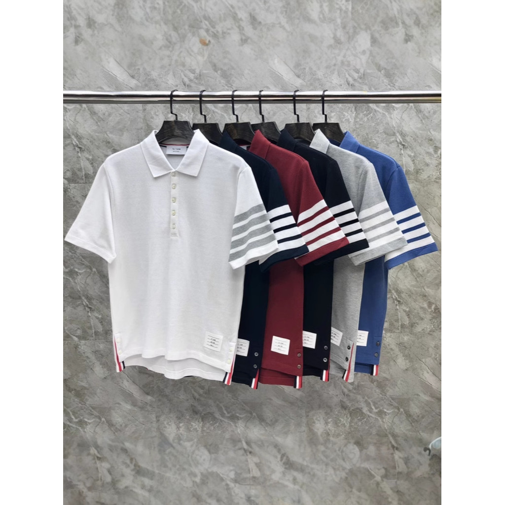 Thom Browne Summer New Classic Pearl Weave Color Woven Lapel POLO Short ...