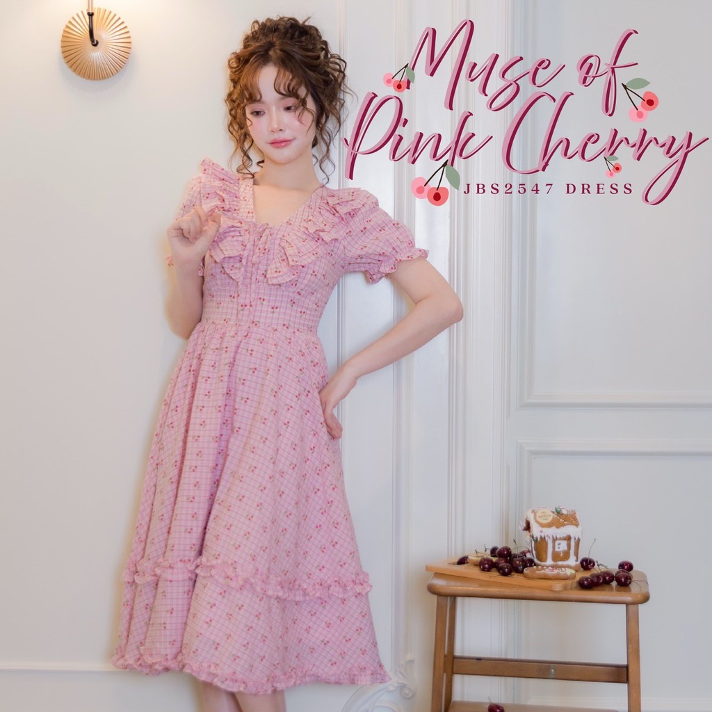 JBS2547 Muse of Pink Cherry Dress Joobs studio | Shopee Philippines