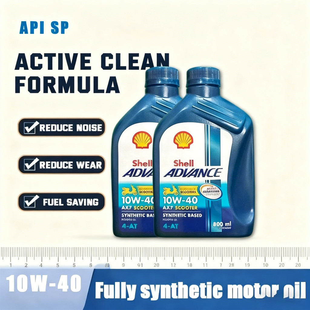 Shell Advance 10W-40 AX7 800ML Fully Sythetic Motorcycle Engine Oil for ...