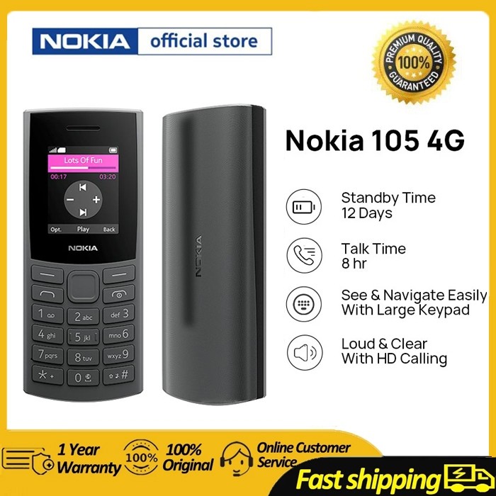 Original No.kia 105 4G Keypad Phone Dual Sim 1450 mAh Keypad Cellphone ...