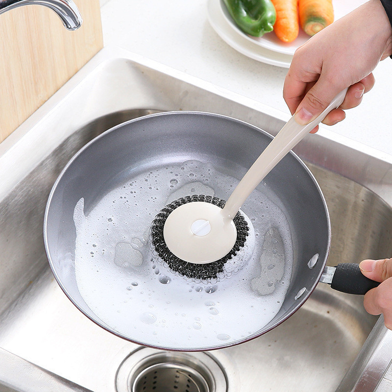 Steel wire ball with removable handle dish washing tool brush asst ...