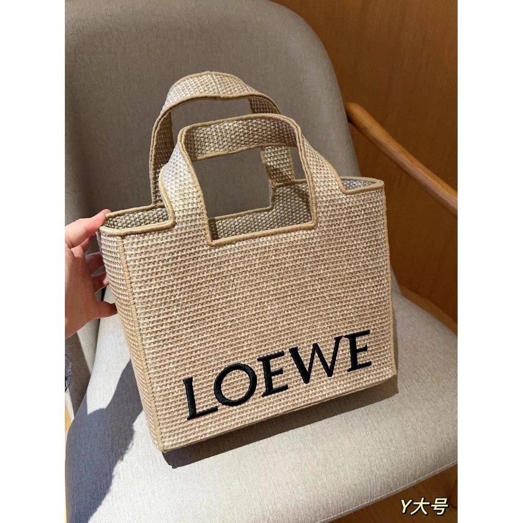 Loewe Embroidered Straw Woven Tote Bag Vegetable basket bag Beach bag ...