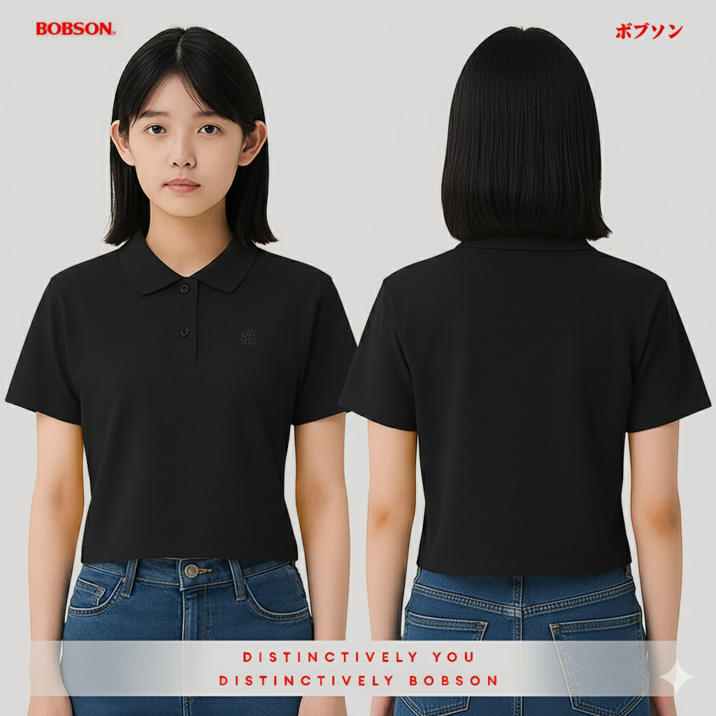 Bobson Japanese Ladies Basic Collared Shirt Relaxed Fit 177887-U (Black ...