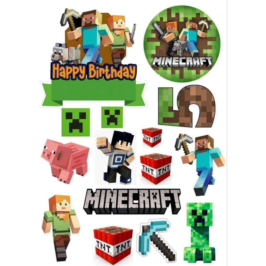 MINECRAFT Topper | Custom Name Minecraft Cake Topper Set | Birthday ...