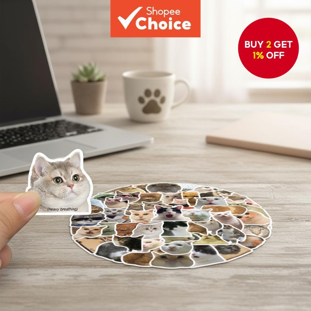 50PCS Cat Meme Stickers for Laptops, Skateboards, Trendy Decals ...