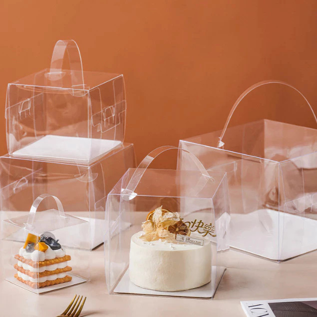【5/10pcs】3/4/5/6Inch Clear Acetate Cake Box With Handle / Mini Cake Box ...