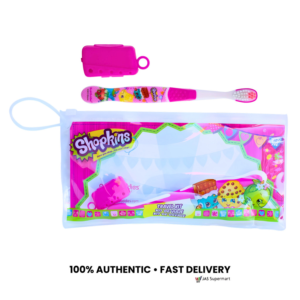 Shopkins Brush Buddies Pink Toothbrush Travel Kit – Compact & Hygienic ...