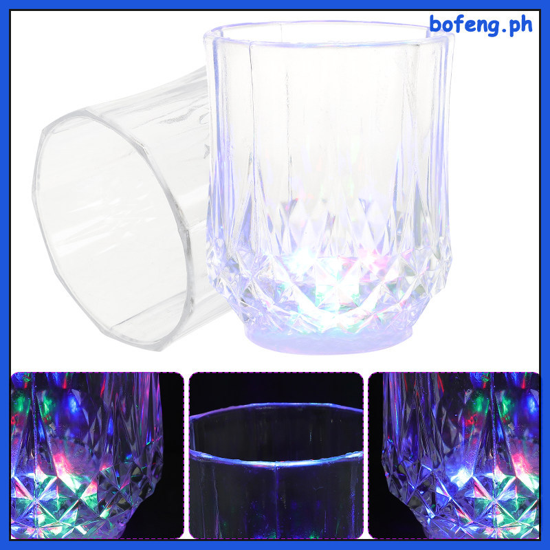 2 Pcs Puting Plastik na LED Nagniningning na Baso ng Alak na May Ilaw ...
