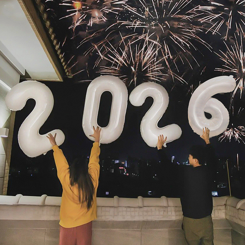 [well] 16/32in Happy New Year 2026 Balloons Number 2026 Foil Balloons ...