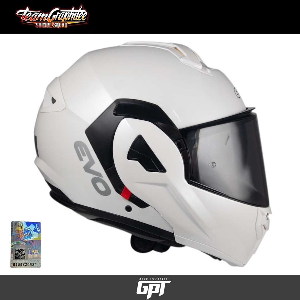EVO HELMET Tourer Mono 180 degree Modular with free Clear lens | Shopee ...