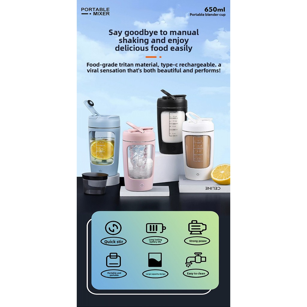 Tritan Material Fully Automatic Stirring Cup Rechargeable Milkshake ...