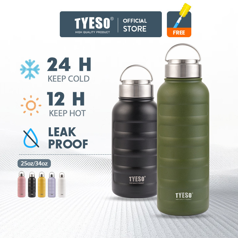 TYESO® 9oz/12oz Vacuum Insulated Flask Wide Mouth Water Bottle With ...