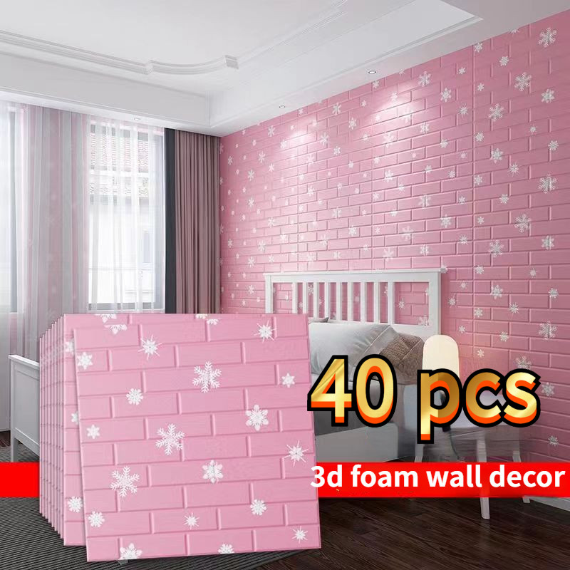 40pcs Hot SALE Foam Wallpaper Brick 35×30cm 3D Wall Sticker Self ...