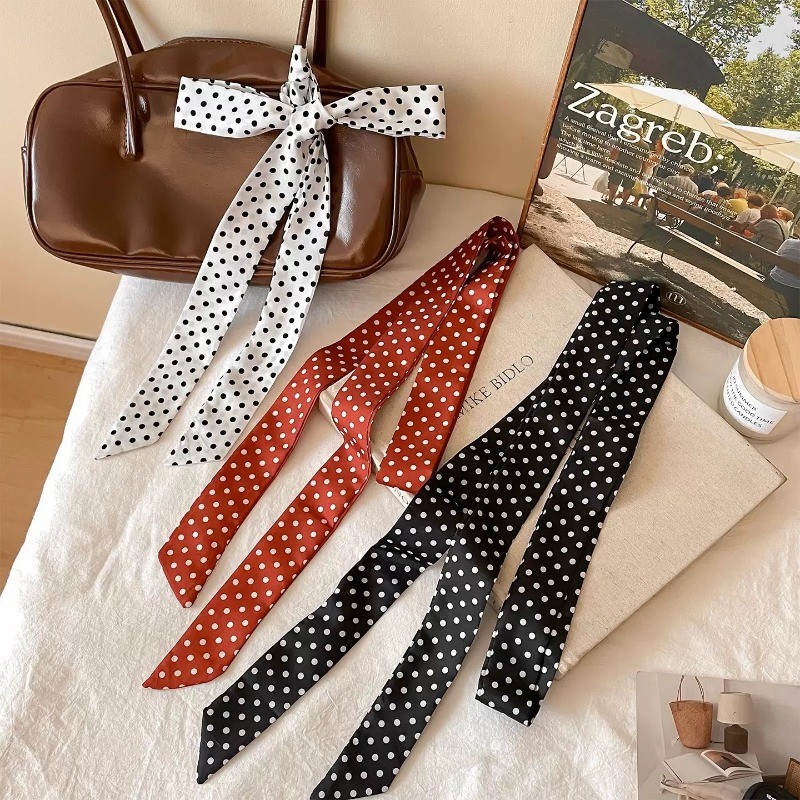 Super Fairy Polka Dot Ribbon Sweet Korean Style Ins Silk Scarf for ...