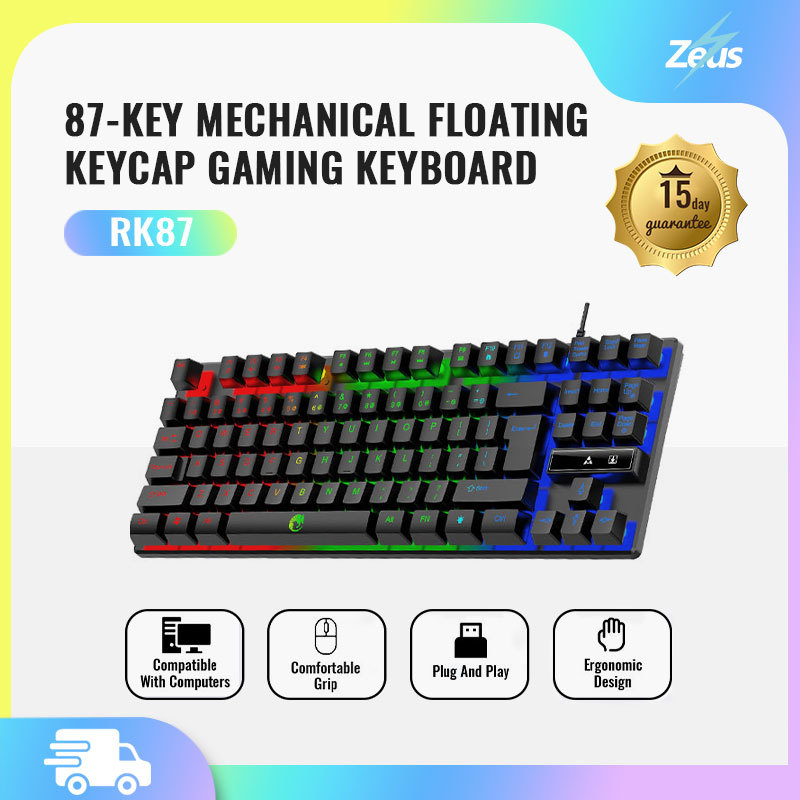 Zeus x Raiku 87 Keys RGB Wired Gaming Keyboard - Membrane Multi ...
