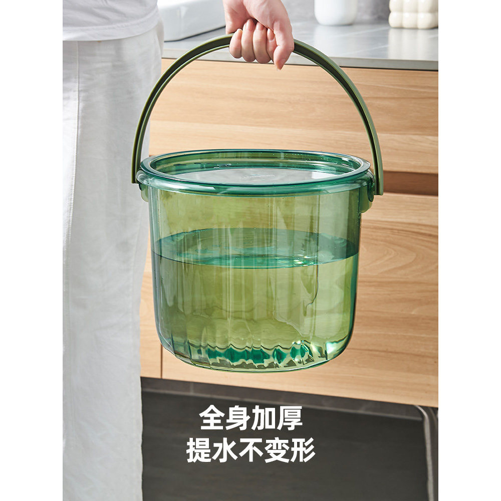 Thickened Transparent Bucket with Lid for Home Use, Handheld Round ...