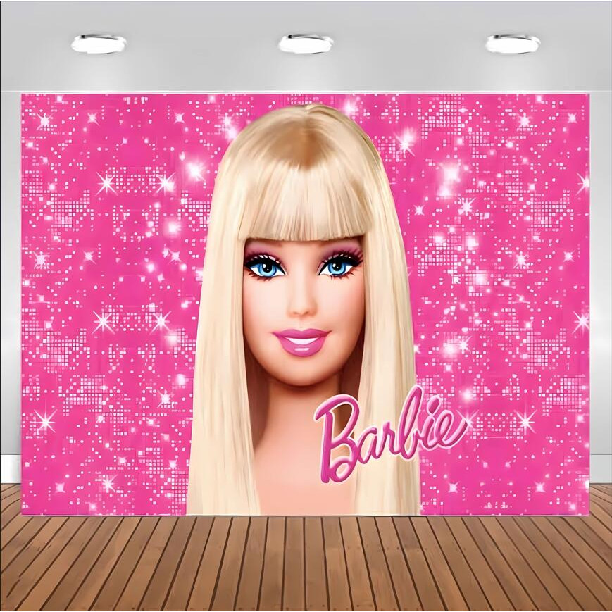 7x5ft Pink Barbie Photography Backdrop Shining Diamonds Pearl Princess ...