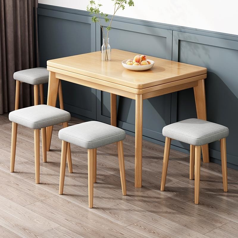 Dining Table Small Apartment Folding Table Solid Wood Legs Dining Table ...
