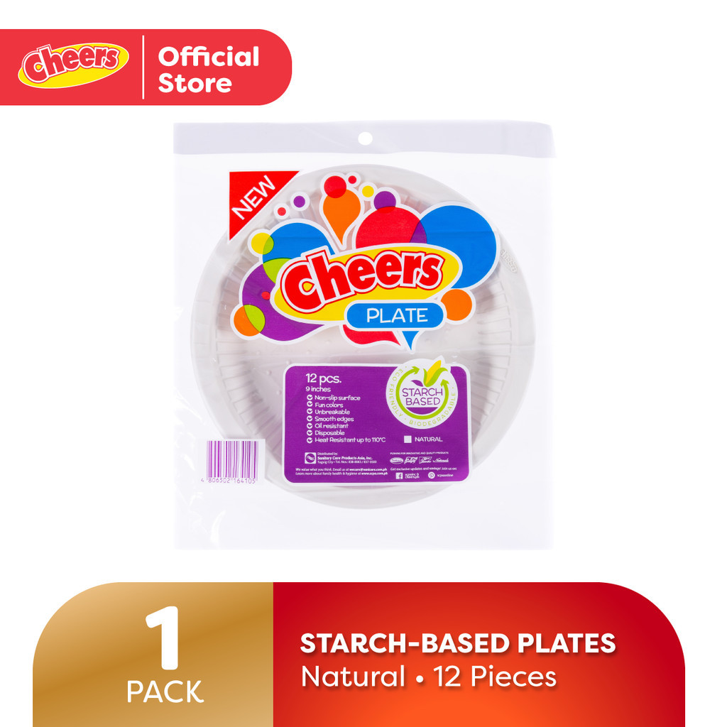 Cheers Starch-Based Plates 12 Pieces - Natural Color (1 Pack) TPH ...
