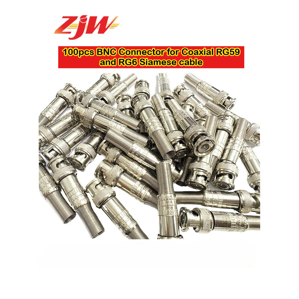 ZJW 100pcs BNC Connector for Coaxial RG59 and RG6 Siamese cable (whole ...