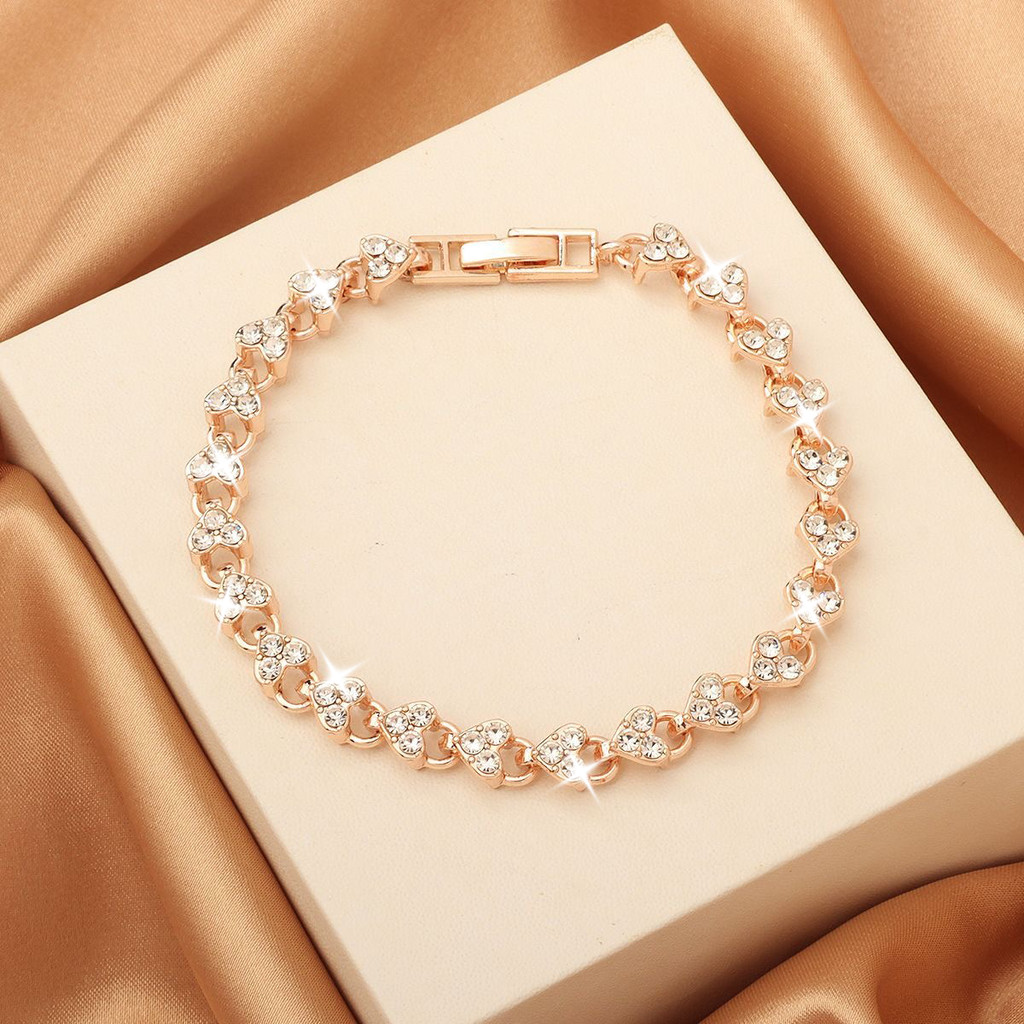 【COD】Rome Style Titanium Anti-Rust Bracelet Sparkling Crystal Gems ...