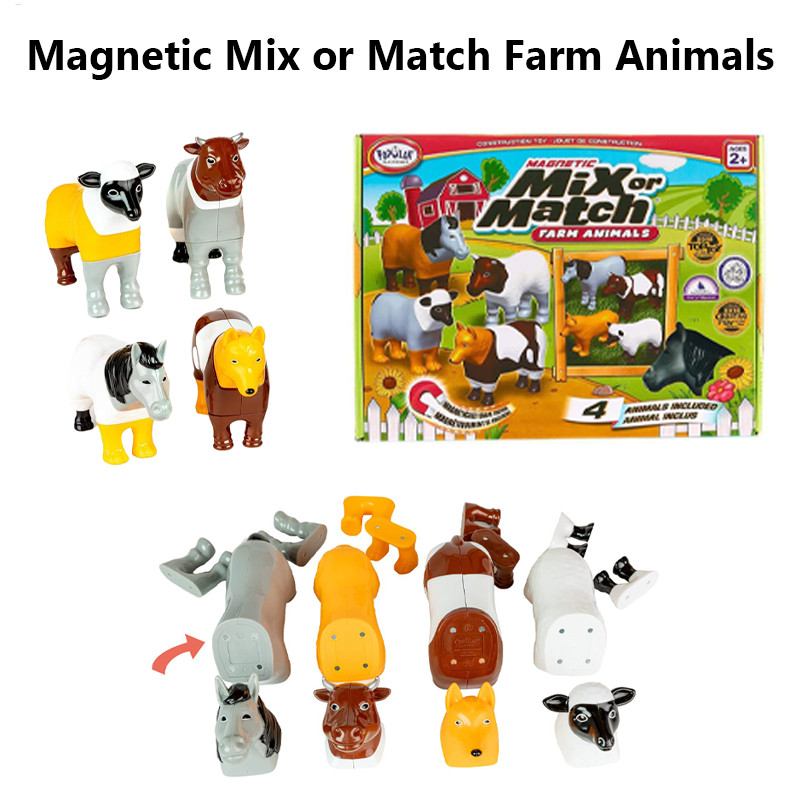Magnetic Mix or Match Farm Animals Toy Play Set Toddler toy magnetic ...