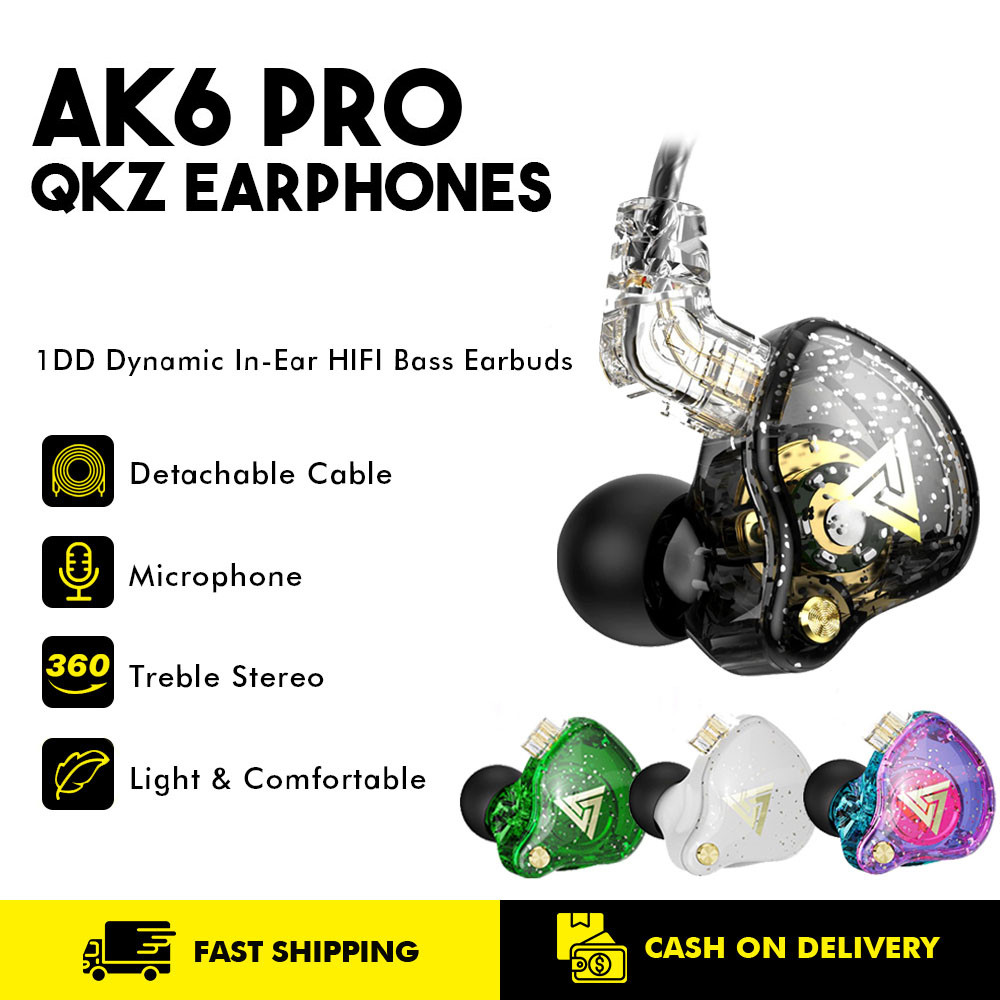 QKZ Ak6 Pro Original Genuine Wired Hi-Fi Bass Earbuds Monitor With ...