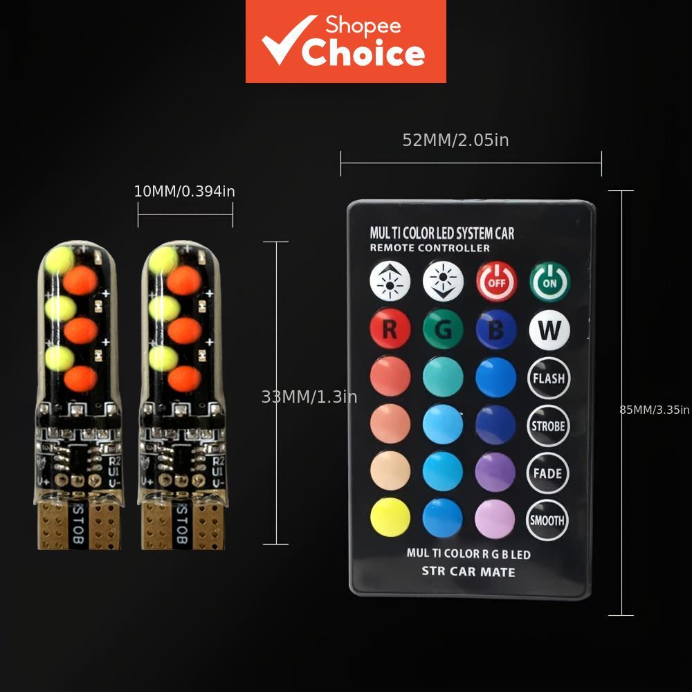 NEW Multi Color T10 5050 SMD RGB Remote 12 LED Controller Reading Wedge ...