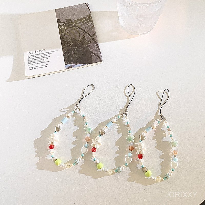 Korean Style Colorful Mixed Beads Phone Strap Wrist Strap Keychain ...